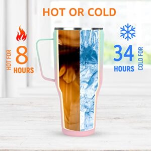 Zenbo 40 oz Mug Tumbler – Stainless Steel Vacuum Insulated Mug with Handle, Screw on Lid and Straw – Keeps Drinks Cold up to 34 Hours – Insulated Tumbler Sweat Proof, Leak Proof, Dishwasher Safe