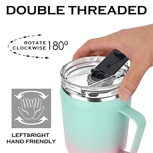 Zenbo 40 oz Mug Tumbler – Stainless Steel Vacuum Insulated Mug with Handle, Screw on Lid and Straw – Keeps Drinks Cold up to 34 Hours – Insulated Tumbler Sweat Proof, Leak Proof, Dishwasher Safe