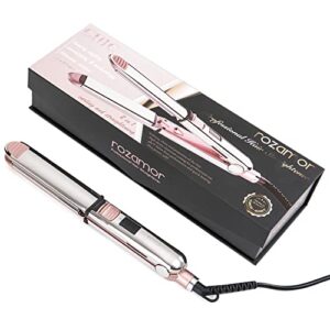 Rozamor Professional Flat Iron Hair Straightener, Titanium Hair Straightening, Double Side Fast Heating Hair Tools, Pink 2 in 1 Hair Straightener Curler for All Hairstyles, Gift for Girls Women