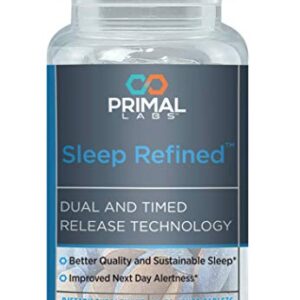 Primal Labs Sleep Refined Time-Release Tablets. Supports Deep, Restful Sleep. Extra Strength Sleep Aid Helps You Fall Asleep & Helps Keep You Asleep. Contains Melatonin, L-Theanine & Venetron