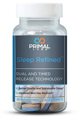 Primal Labs Sleep Refined Time-Release Tablets. Supports Deep, Restful Sleep. Extra Strength Sleep Aid Helps You Fall Asleep & Helps Keep You Asleep. Contains Melatonin, L-Theanine & Venetron