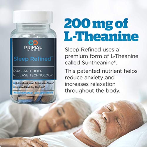 Primal Labs Sleep Refined Time-Release Tablets. Supports Deep, Restful Sleep. Extra Strength Sleep Aid Helps You Fall Asleep & Helps Keep You Asleep. Contains Melatonin, L-Theanine & Venetron