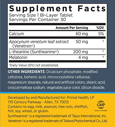 Primal Labs Sleep Refined Time-Release Tablets. Supports Deep, Restful Sleep. Extra Strength Sleep Aid Helps You Fall Asleep & Helps Keep You Asleep. Contains Melatonin, L-Theanine & Venetron