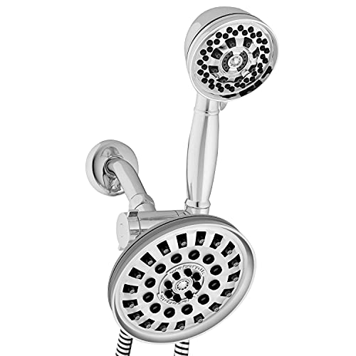 Waterpik 7-Mode 2-in-1 Dual Shower Head System with 5-Foot Hose and PowerPulse Therapeutic Massage, Chrome, XAT-133E-643E