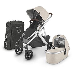 uppababy vista v2 stroller – declan (oat melange/silver/chestnut leather) + travel bag for vista, v2, cruz, v2