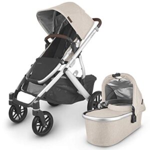 UPPAbaby Vista V2 Stroller - Declan (Oat Melange/Silver/Chestnut Leather) + Travel Bag for Vista, V2, Cruz, V2