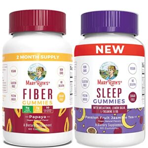 fiber gummies for adults & melatonin gummies bundle by maryruth’s | fiber supplement with prebiotics | gut health & digestion support | sleep gummies with l theanine | relaxation & sleep support.