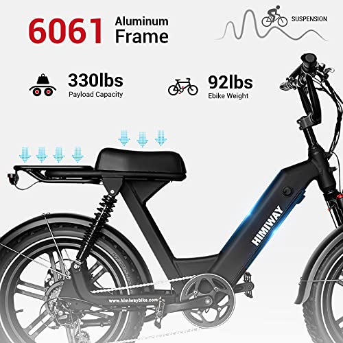 Himiway Escape Pro 750W E-Moped Electric Bike for Adults, 48V 17.5 Ah Battery, Full Suspension Step-Thru E-Bike, 20x4 Fat Tires, 50 Miles Max Range & 330lbs Payload, Shimano 7-Speed, 25mph Top Speed