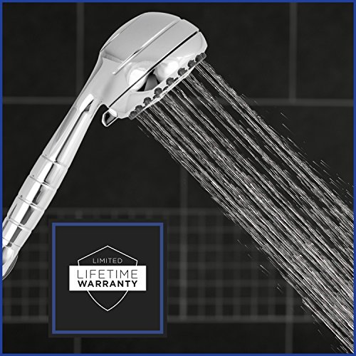 Waterpik High Pressure Powerpulse Massage Hand Held, 2.5 GPM, Chrome Detachable Shower head with 7 Spray Settings and 5' Hose & HOS-960M Ultra-Flexible Replacement Metal Shower Hose, 96-inch, Chrome