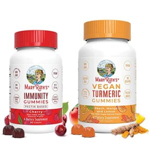 maryruth organics elderberry gummies for immune support (cherry) & vegan turmeric gummies bundle ingredients for adults & kids with echinacea, vitamin c and d | organic turmeric curcumin extrac