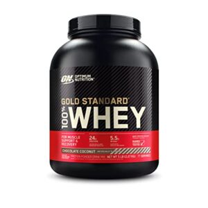 optimum nutrition gold standard 100% whey protein powder, chocolate coconut, 5 pound (packaging may vary)