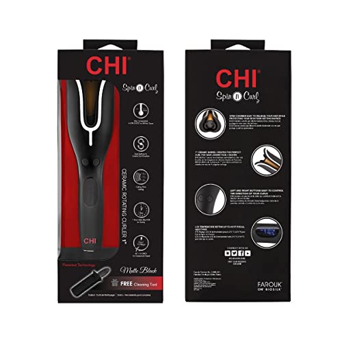 CHI Spin N Curl in Onyx Black. Ideal for Shoulder-Length Hair between 6-16” inches.