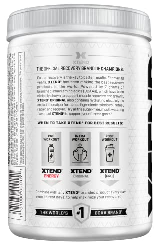 XTEND Original BCAA Powder Blue Raspberry Ice - Sugar Free Post Workout Muscle Recovery Drink with Amino Acids - 7g BCAAs for Men & Women - 30 Servings