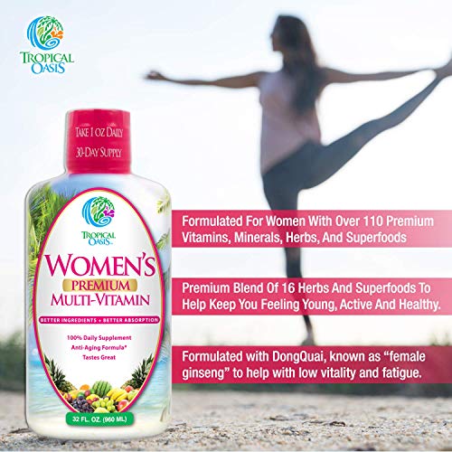 Premium Liquid Multivitamin for Women | Sugar Free Women’s Multivitamin | 100+ Vitamins, Minerals & Herbs Promote Anti-Aging, Heart, Brain & Bone Health |98% Absorption Rate | Non-GMO | 32 Serv