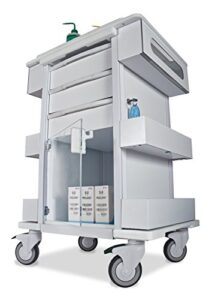 trippnt 51463 polyethylene/aluminum element 01 all purpose healthcare cart, 24″ w x 35″ h x 19″ d, white