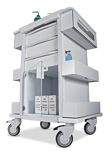 TrippNT 51463 Polyethylene/Aluminum Element 01 All Purpose Healthcare Cart, 24" W x 35" H x 19" D, White