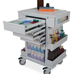 TrippNT 51463 Polyethylene/Aluminum Element 01 All Purpose Healthcare Cart, 24" W x 35" H x 19" D, White