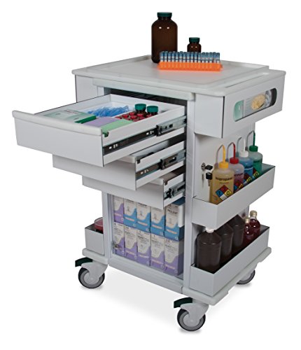 TrippNT 51463 Polyethylene/Aluminum Element 01 All Purpose Healthcare Cart, 24" W x 35" H x 19" D, White