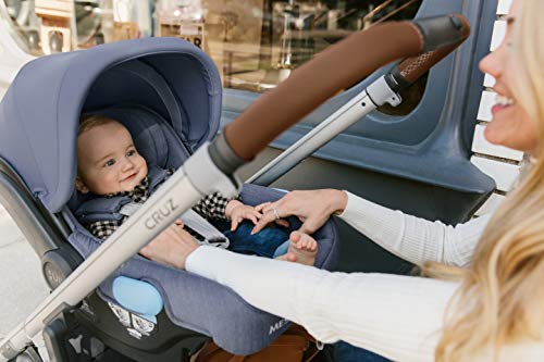 UPPAbaby Cruz V2 Stroller - Gregory (Blue Marl/Silver/Saddle Leather) + Mesa Infant Car Seat - Jake (Black)