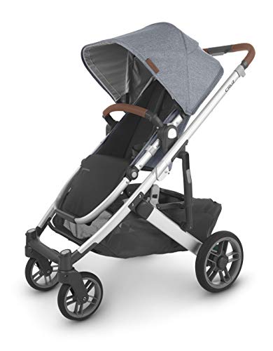 UPPAbaby Cruz V2 Stroller - Gregory (Blue Marl/Silver/Saddle Leather) + Mesa Infant Car Seat - Jake (Black)