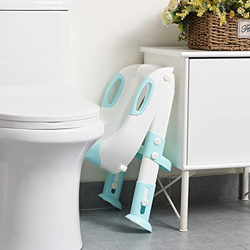 Potty Training Seat with Step Stool Ladder,SKYROKU Potty Training Toilet for Kids Boys Girls Toddlers-Comfortable Safe Potty Seat with Anti-Slip Pads Ladder (Blue)