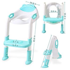 Potty Training Seat with Step Stool Ladder,SKYROKU Potty Training Toilet for Kids Boys Girls Toddlers-Comfortable Safe Potty Seat with Anti-Slip Pads Ladder (Blue)