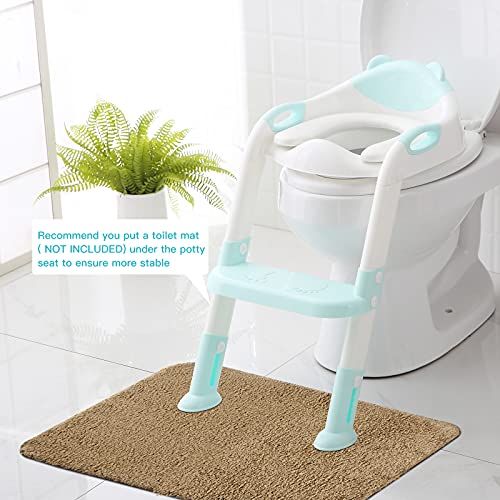 Potty Training Seat with Step Stool Ladder,SKYROKU Potty Training Toilet for Kids Boys Girls Toddlers-Comfortable Safe Potty Seat with Anti-Slip Pads Ladder (Blue)