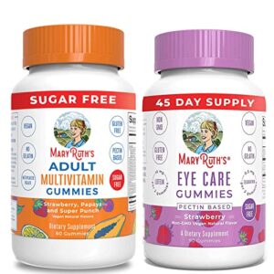 adult multivitamin multimineral gummies & eye care gummy vitamins bundle by maryruth’s | vitamin c, vitamin d and e | b vitamins | biotin | zinc | supplements for eye health, vegan, non-gmo