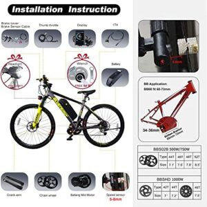 BAFANG BBS02B 48V 500W 750W HD 1000W Motor Electric Bicycle Conversion Kit with LCD Display and Battery (Optional) Ebike DIY Part and Assessories