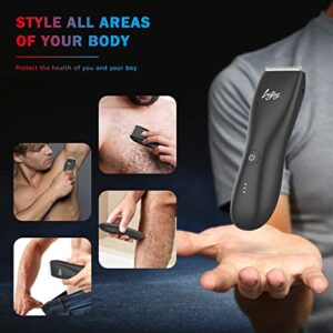 INVJOY Body Trimmer for Men, Ball Shaver, Electric Groin & Pubic Hair Trimmer, Waterproof Wet/Dry Groomer, Replaceable Ceramic Male Hygiene Razor Clippers w/ Charging Dock for Full Body Grooming