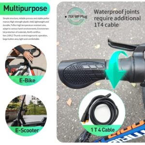 Ebike Half Twist Throttle Electric Bike Speed Throttle 24V 36V 48V 60V 72V Waterproof/SM E-Bike Part for Folding Electric Scooter (76X Waterproof Plug)