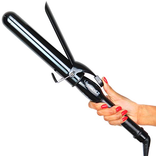 Le Angelique 1.5 Inch Curling Iron with Clip - Professional 8" Extra Large Barrel for Big Long Hair | 1 1/2" 38mm Jumbo Wide Thick Ceramic Curler Wand | Adjustable Temperature | Dual Voltage