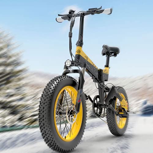 Wakbalxc 1000W Folding Electric Mountain Bike - 20'' Fat Tire Electric Bike for Adults Off-Road, City E-Bike All-Terrain Commuter Electric Bicycle with 48V 20Ah Removable Battery