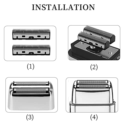 for Babyliss Shaver Foil Cutters Set, Kaynway Professional Replacemnet Foil Cutter Blade for BaBylissPRO Barberology FX Collection Metal Double Foil &Shaver - Included 2 Foil, 2 Blade, 1 Cutter Cover