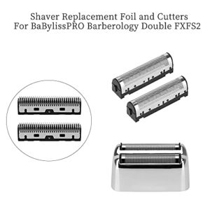 for Babyliss Shaver Foil Cutters Set, Kaynway Professional Replacemnet Foil Cutter Blade for BaBylissPRO Barberology FX Collection Metal Double Foil &Shaver - Included 2 Foil, 2 Blade, 1 Cutter Cover