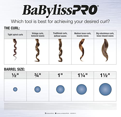 BaBylissPRO BP100MUC Porcelain Ceramic Marcel Curling Iron, 1 Inch