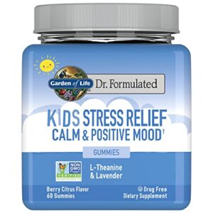 garden of life stress relief gummies for kids, non-gmo supplement for calm & positive mood, berry citrus 60 count, vegan energy support l-theanine lavender gummy vitamin, dr formulated, 30 day supply