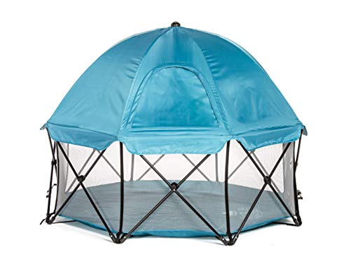 Regalo My Play Deluxe Extra Large Portable Play Yard Indoor and Outdoor, Bonus Kit, Includes a Full Canopy, Washable, Teal, 8-Panel