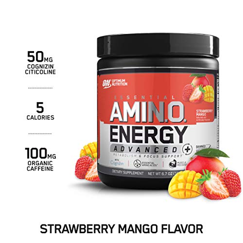 Optimum Nutrition Essential Amino Energy Advanced Plus Metabolism and Focus Support, Strawberry Mango, 20 Servings, 6.7 Ounce (Pack of 1)