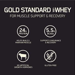 Optimum Nutrition Gold Standard 100% Whey Protein Powder, Vanilla Ice Cream, 2 Pound (Packaging May Vary)