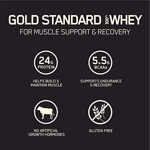 Optimum Nutrition Gold Standard 100% Whey Protein Powder, Vanilla Ice Cream, 2 Pound (Packaging May Vary)