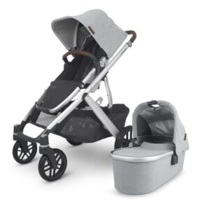 vista v2 stroller – stella (grey brushed melange/silver/chestnut leather)