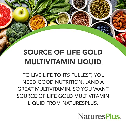 Source of Life Gold Multivitamin Liquid - 30 oz - Supports Energy Production, Healthy Immune System & Well-Being - Includes Vitamins D3, B12, K2 & Over 120 Whole Food Nutrients - 30 Servings