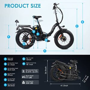 32Ah Large Battery 100 Miles Long Range 750W Folding Electric Bike for Adults Shimano 7-Speed Cruise Control Dual Shock Absorber Color Display Step-Thru Commuter Bike with 2 Seat UL Certified …