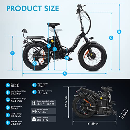 32Ah Large Battery 100 Miles Long Range 750W Folding Electric Bike for Adults Shimano 7-Speed Cruise Control Dual Shock Absorber Color Display Step-Thru Commuter Bike with 2 Seat UL Certified …