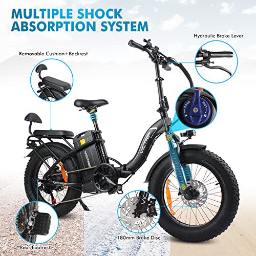 32Ah Large Battery 100 Miles Long Range 750W Folding Electric Bike for Adults Shimano 7-Speed Cruise Control Dual Shock Absorber Color Display Step-Thru Commuter Bike with 2 Seat UL Certified …