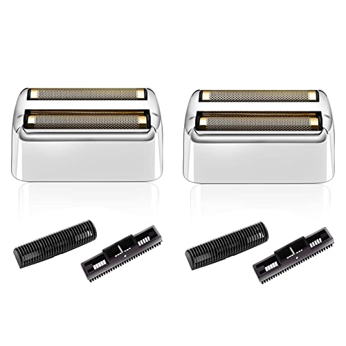 Kepouse Metal Cutters and Shaver Replacement Foil compatible with BaBylissPRO Double FXFS2/FXFS2G Metal shaver foil replacement 2Pack,Silver