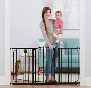 regalo 58-inch home accents super wide walk through baby gate, includes 4-inch, 8-inch and 12-inch extension, 4 pack of pressure mounts and 4 pack of wall cups and mounting kit