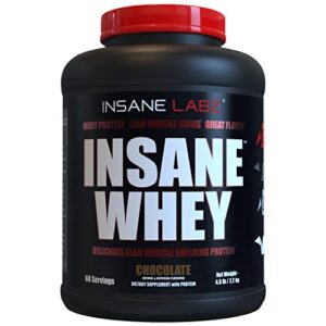 insane labz insane whey,100% muscle building whey protein, post workout, bcaa amino profile, mass gainer, meal replacement, 5lbs, 60 srvgs, (chocolate)