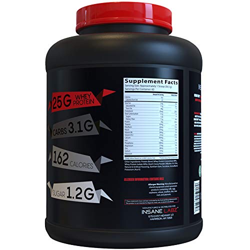 Insane Labz Insane Whey,100% Muscle Building Whey Protein, Post Workout, BCAA Amino Profile, Mass Gainer, Meal Replacement, 5lbs, 60 Srvgs, (Chocolate)